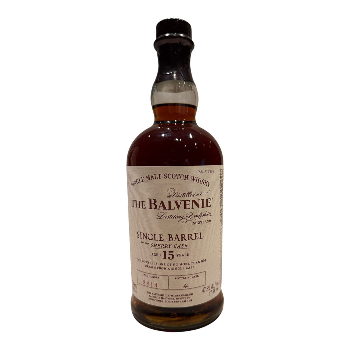 Balvenie 15 Year Old Single Barrel Sherry Cask – Cask 2814 – 47.8% ...